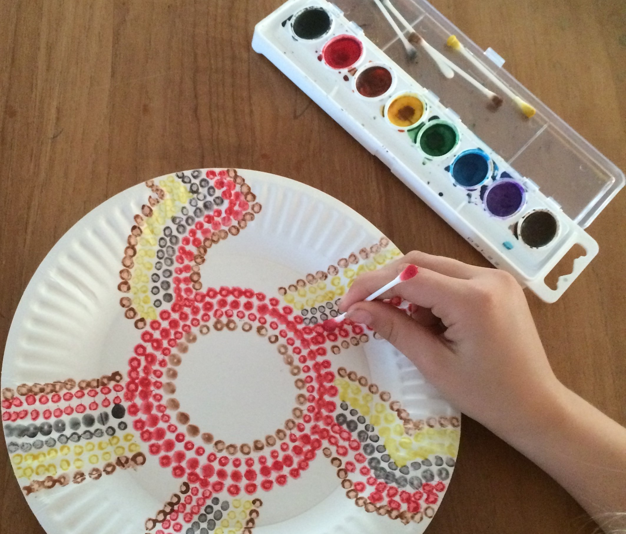 NAIDOC Dot Painting Paper Plate Snake School Mum